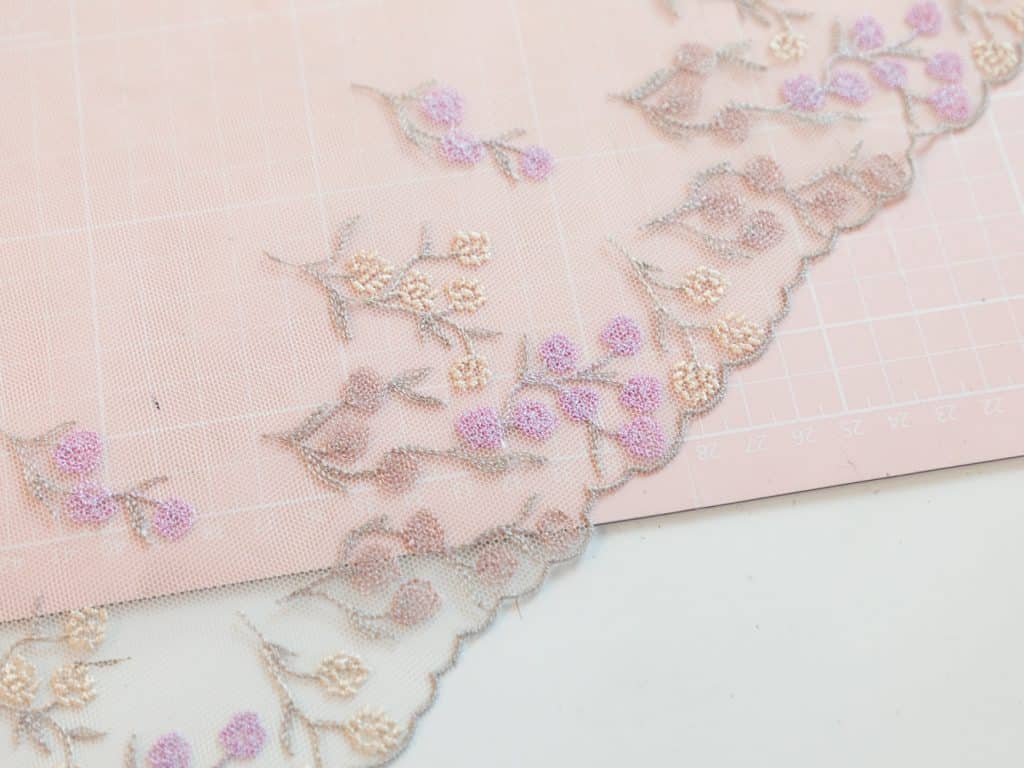 1 YD Blush Bloom Embroidered Tulle Lace Fabric For Lingerie Sewing